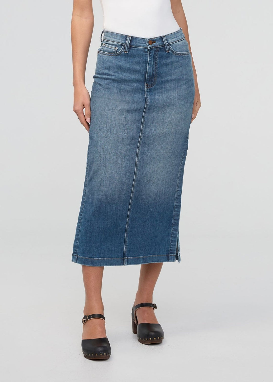 Women's Blue Ash Denim Slit Skirt