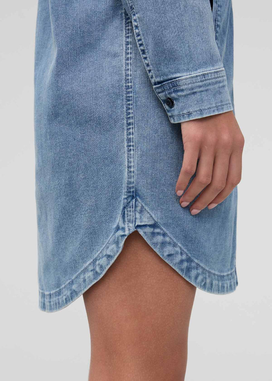 Women's Washed Indigo Performance Denim Lite Shirt Dress