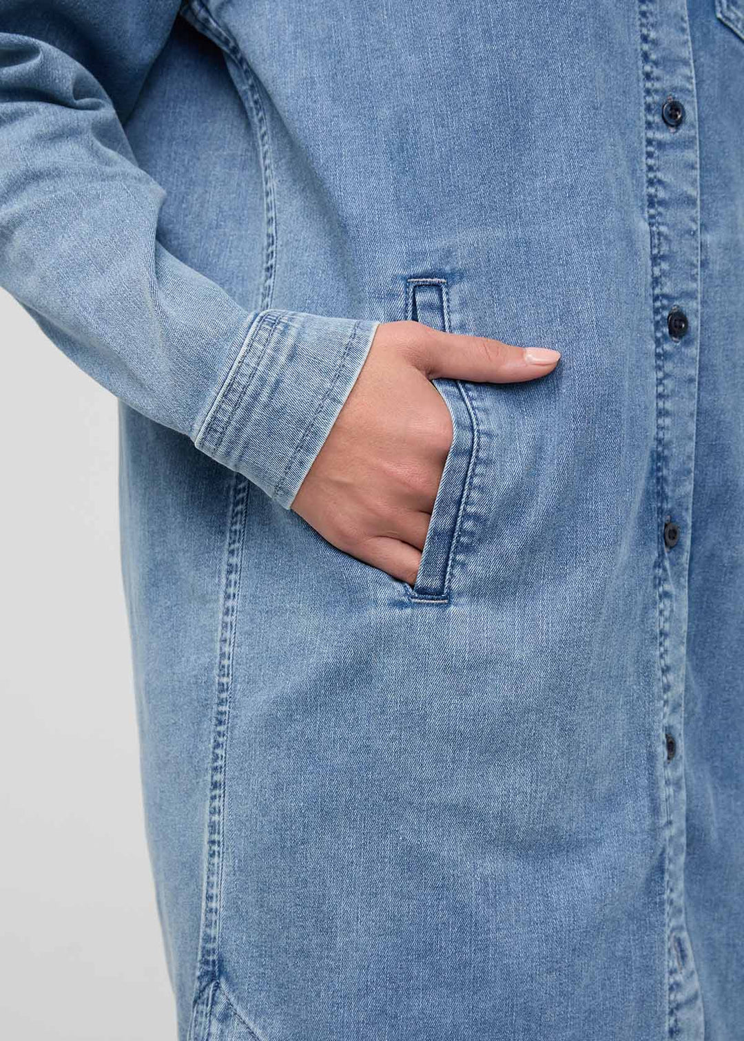 Women's Washed Indigo Performance Denim Lite Shirt Dress