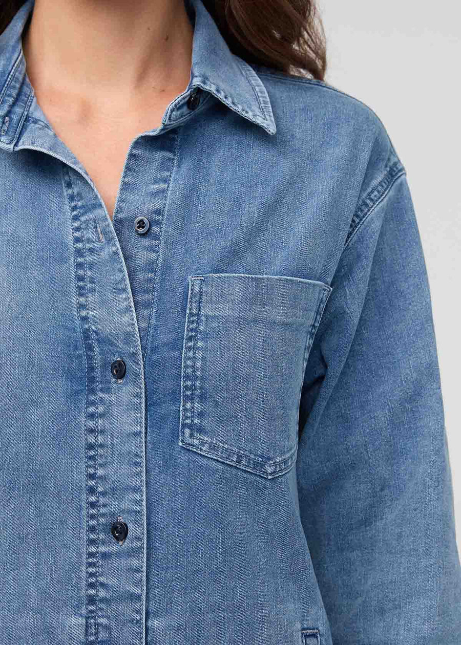 Women's Washed Indigo Performance Denim Lite Shirt Dress