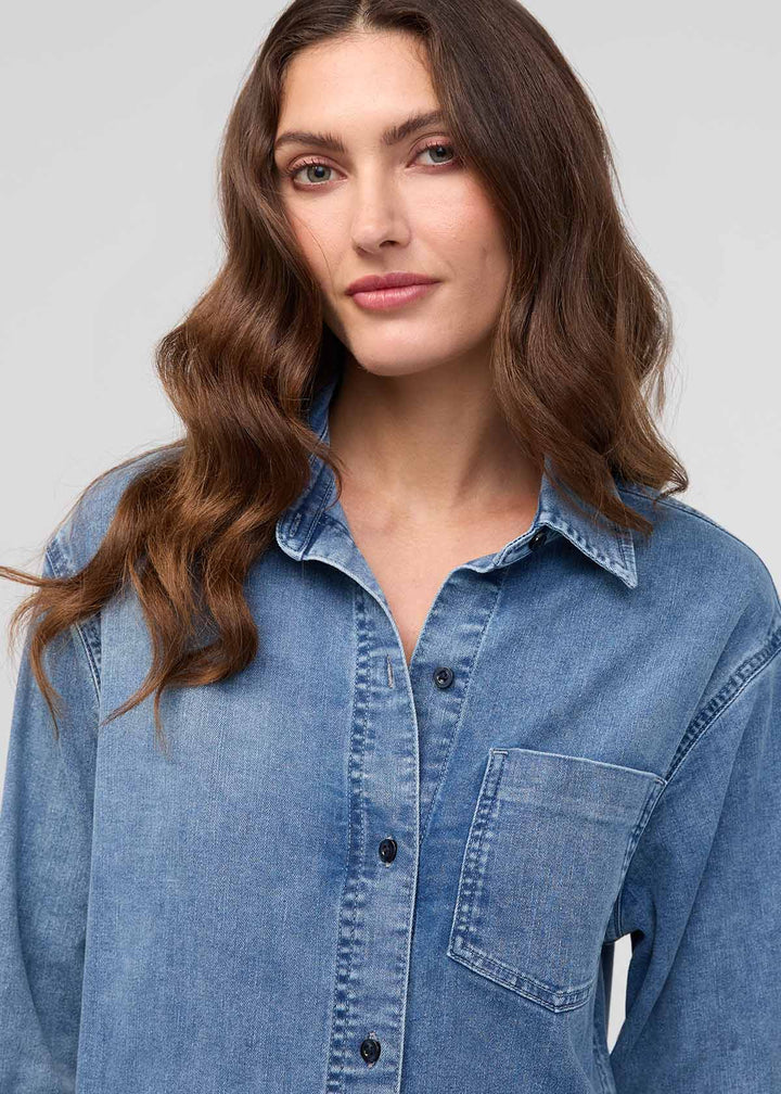 Women's Washed Indigo Performance Denim Lite Shirt Dress