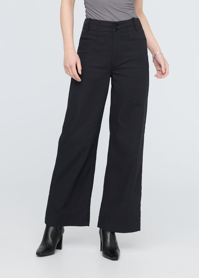 Women's Black High Rise Wide-Leg Trouser