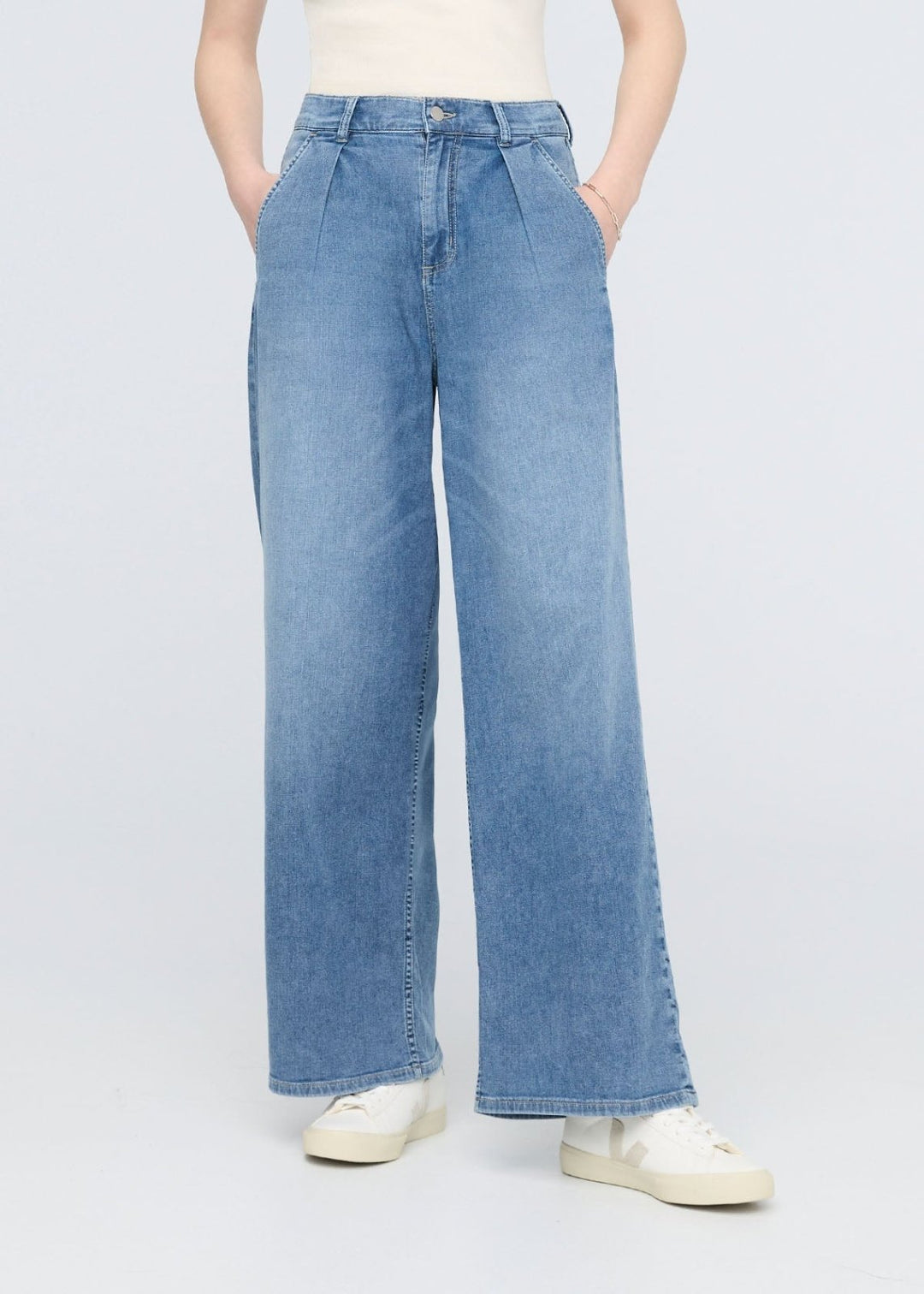 Women's Slate Indigo Denim Lite Pleated Pant