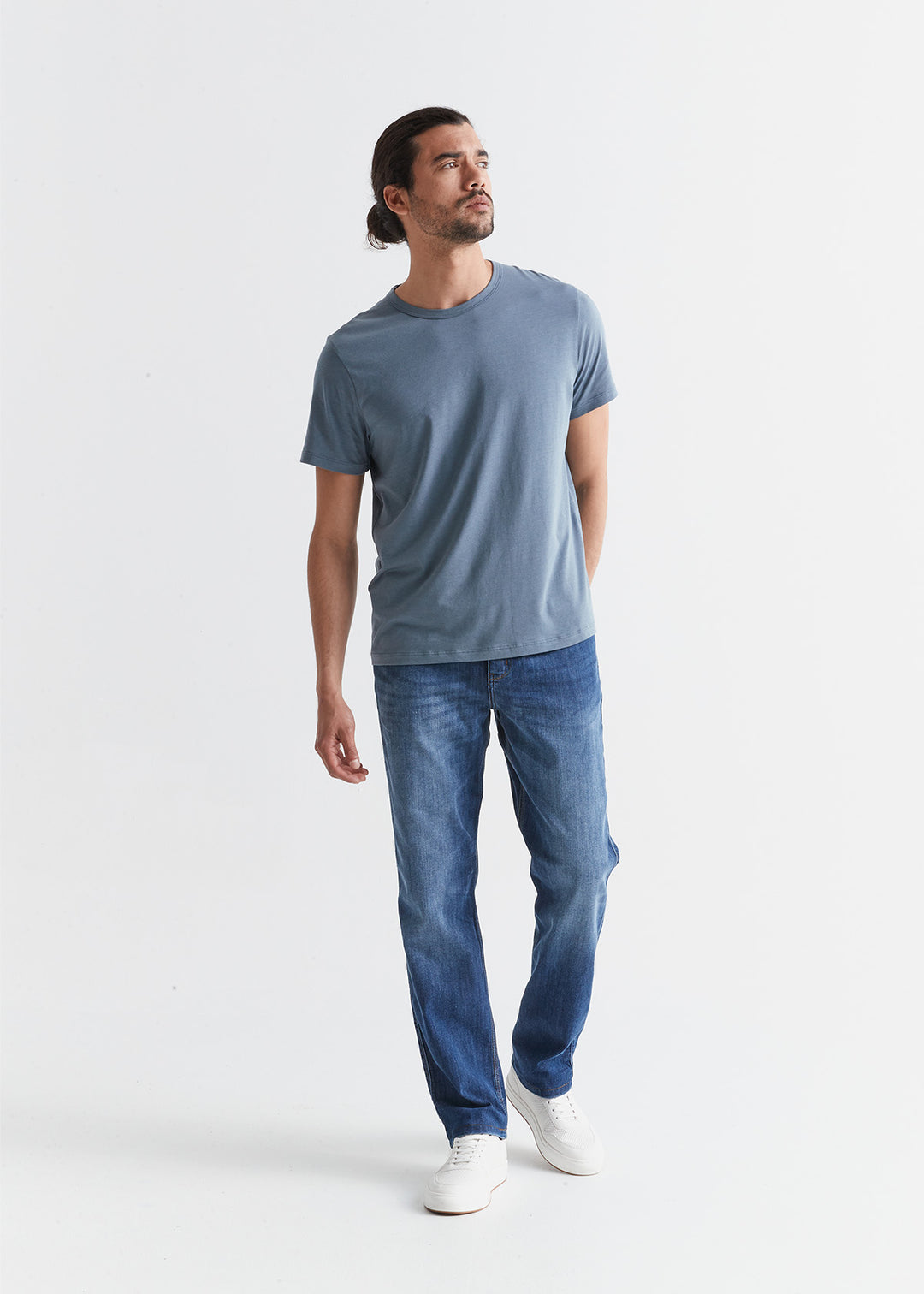Men's Blue Athletic Straight Fit Stretch Jeans